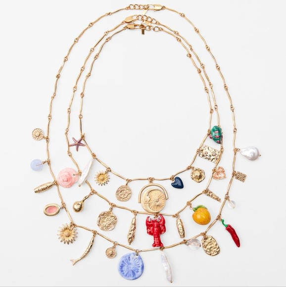 Zara | Jewelry | Nwt Zara 224 3pack Of Charm Necklaces Long ...